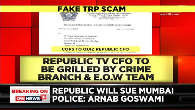 Watch Republic TV CFO To Be Quizzed Mumbai Police Today Over TRP Scam News On JioCinema