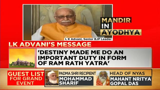 Watch LK Advani On Bhoomi Pujan: Destiny Made Me Do An Important Duty ...