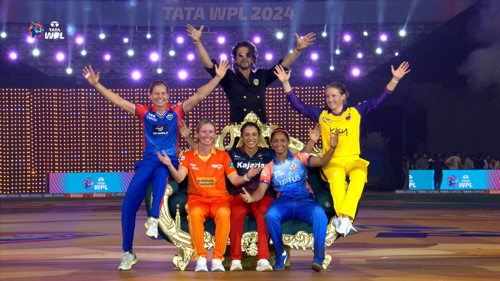 Watch TATA WPL 2024 Opening Ceremony - Shah Rukh Khan With Captains Video Online(HD) On JioCinema